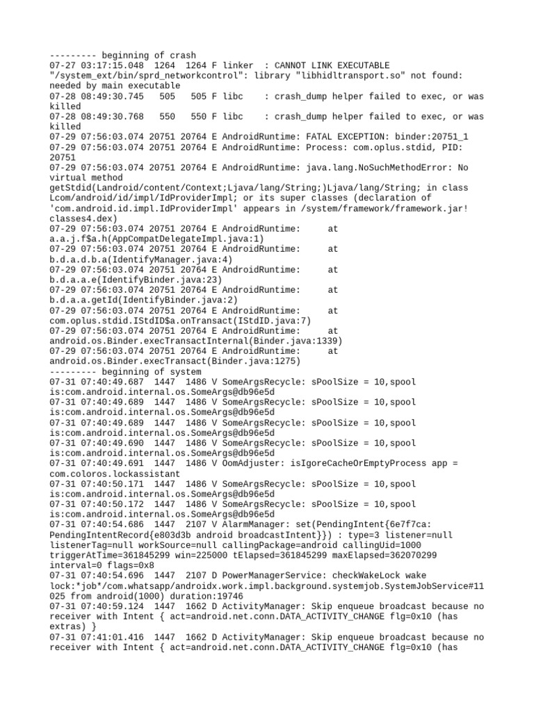 standby_android_log_2024_0731_101546 | PDF | Software Development | Mobile Computers