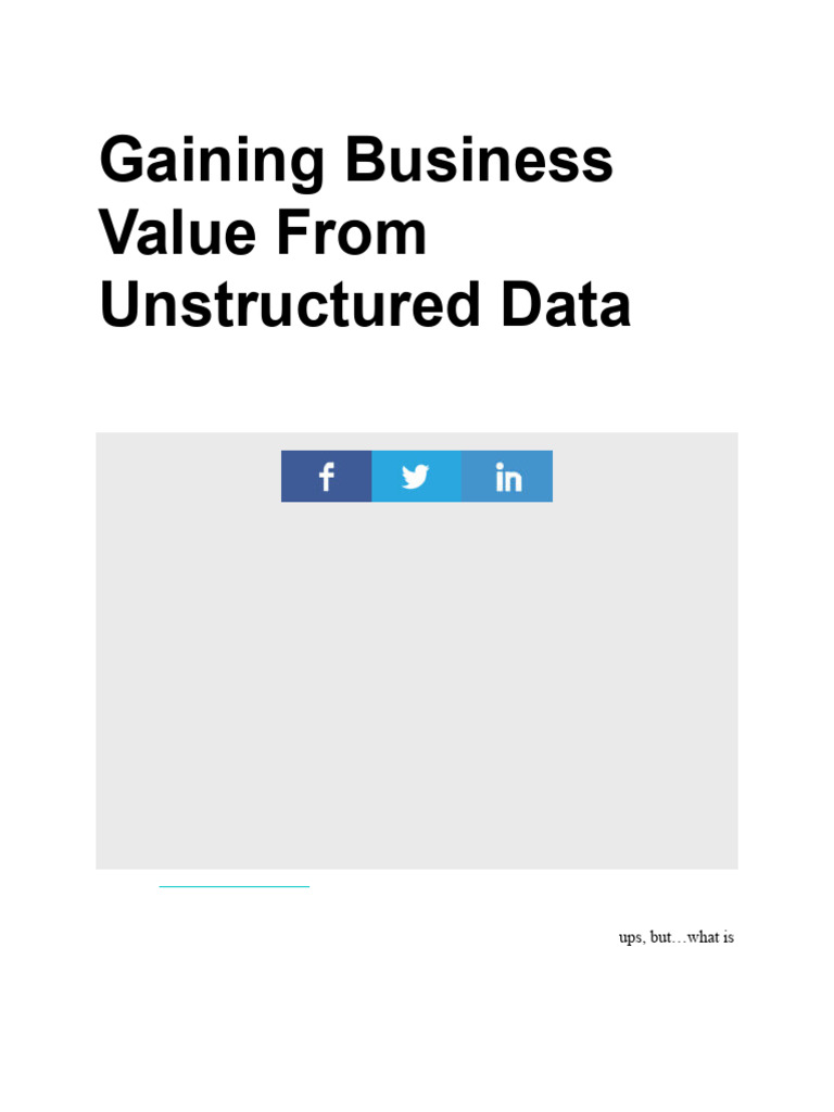 Reading - 001 Gaining Business Value From Unstructured Data | PDF ...