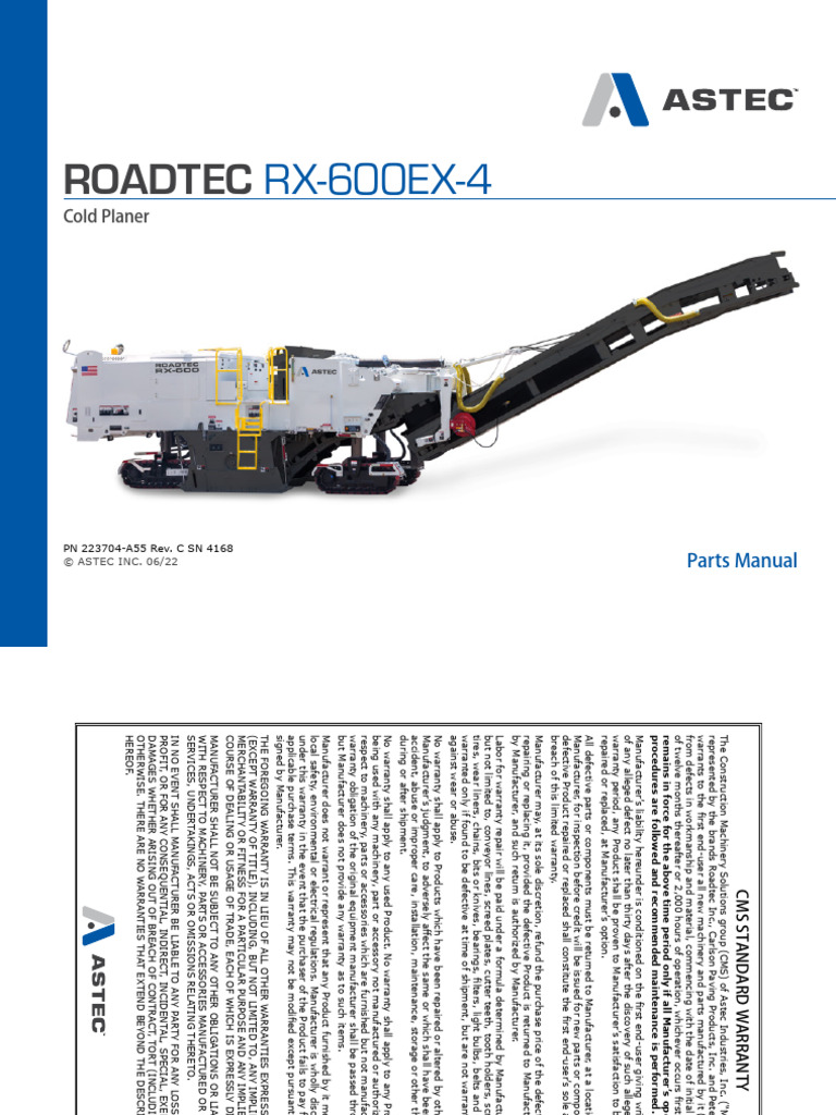 Roadtec RX-600E Parts Manual | PDF | Implied Warranty | Clutch