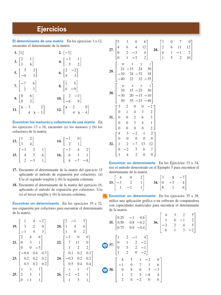Ejercicios Algebra Lineal 2 | PDF | Determinante | Matriz (Matemáticas)