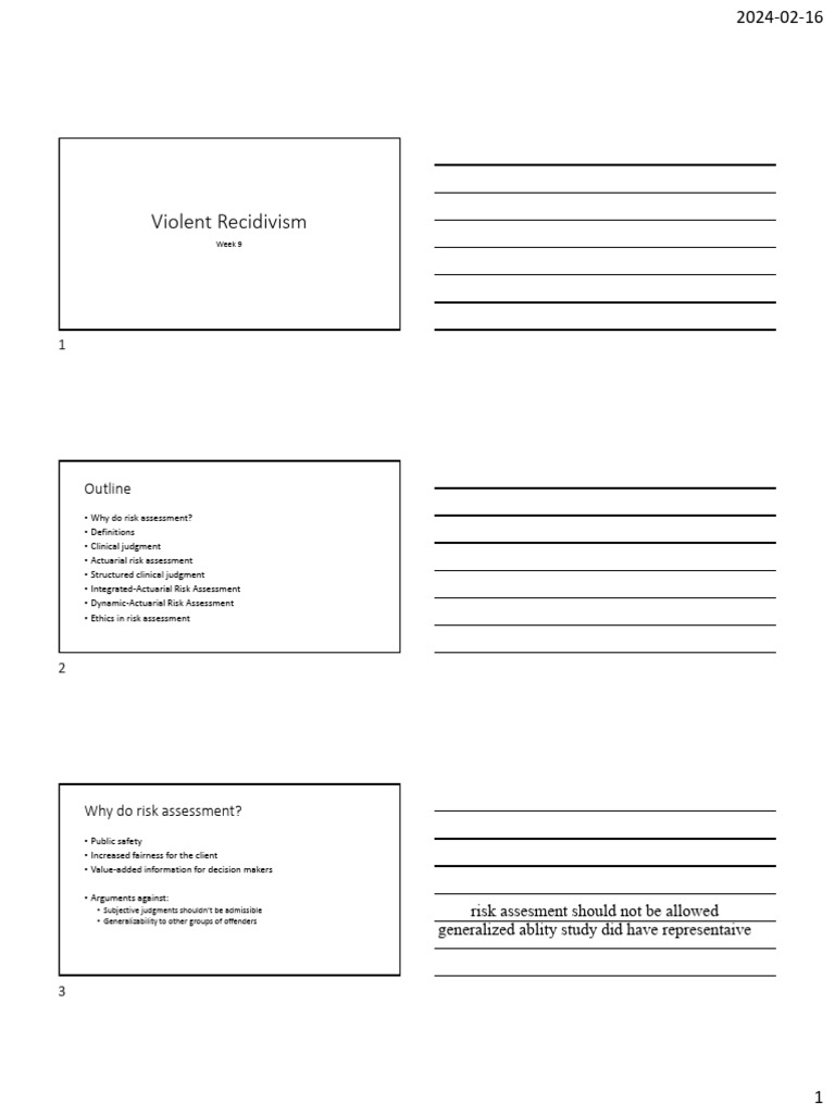 Lecture 9 Violent Recidivism | PDF | Risk | Risk Assessment