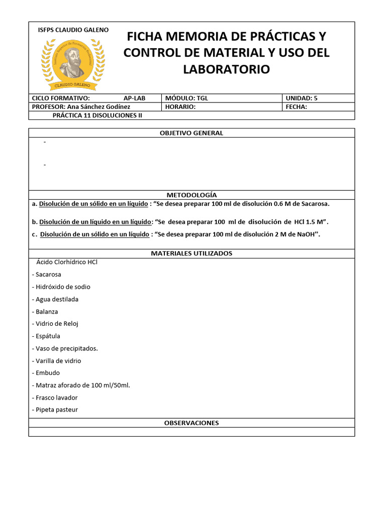 TGL PRÁCTICA 11 Disoluciones II | PDF