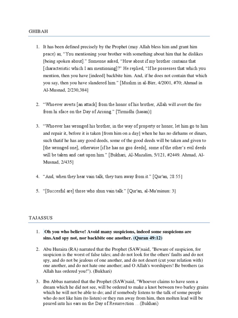 Islamic Teachings on Backbiting and Slander | PDF | Muhammad | Monotheism