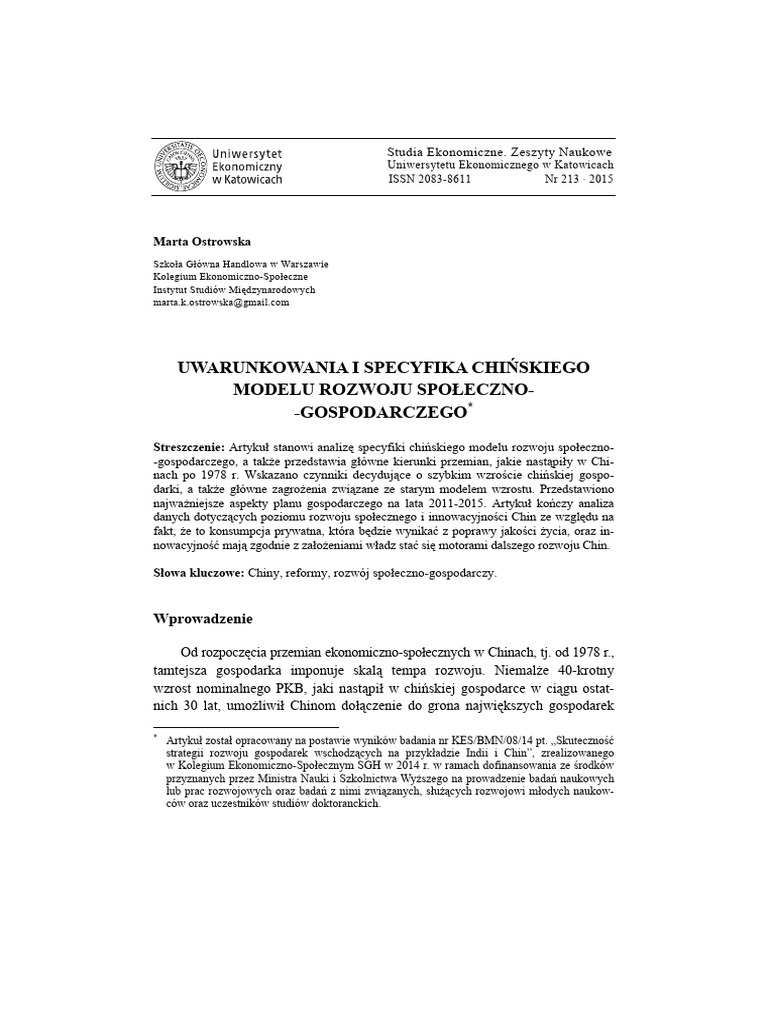 Chiński Model Rozwoju | PDF
