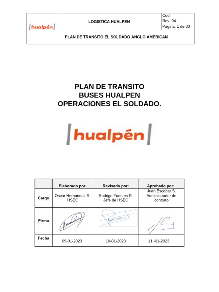 Plan de Transito El Soldado Hualpén 2023 F2 | PDF | Tráfico | Peatonal