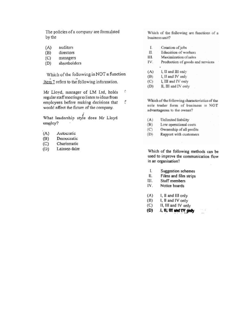 POB Practice Test | PDF