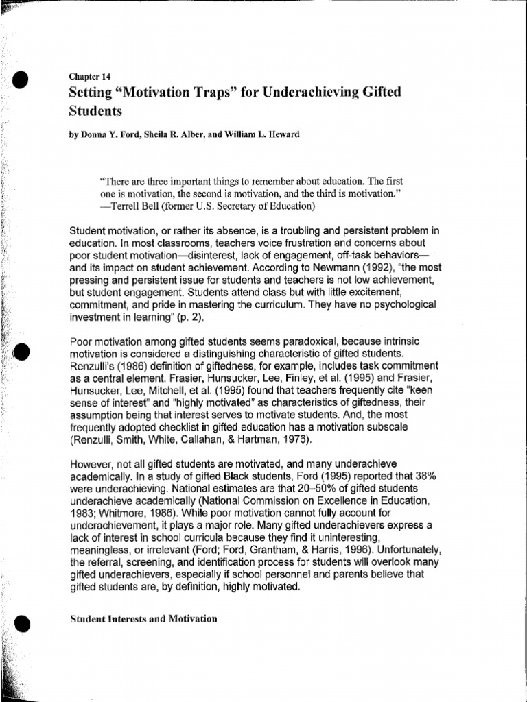 Setting Motivation Traps For Underachieving Gifted Students | PDF