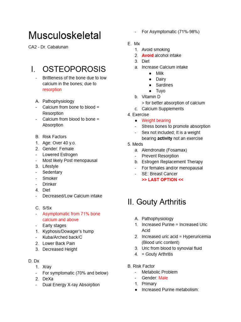Musculoskeletal Disorders Overview | PDF | Bone | Medical Specialties