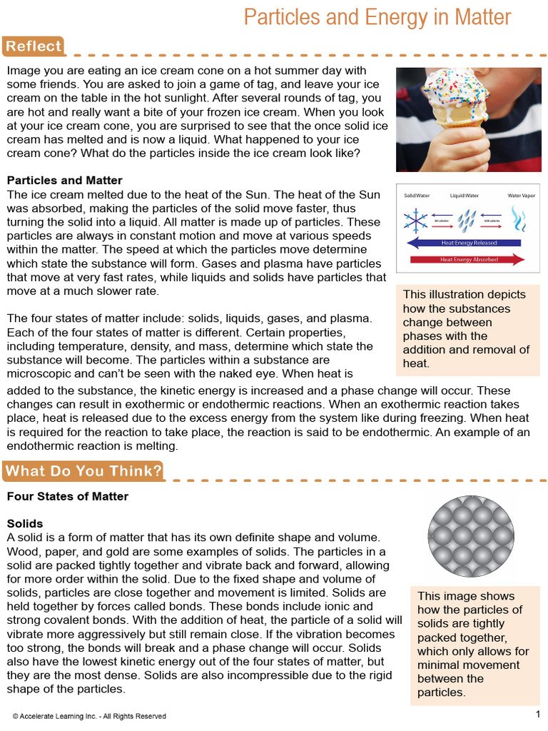 ParticlesAndEnergyInMatter EXPLAIN STEMscopedia-2 | PDF | Gases | Liquids