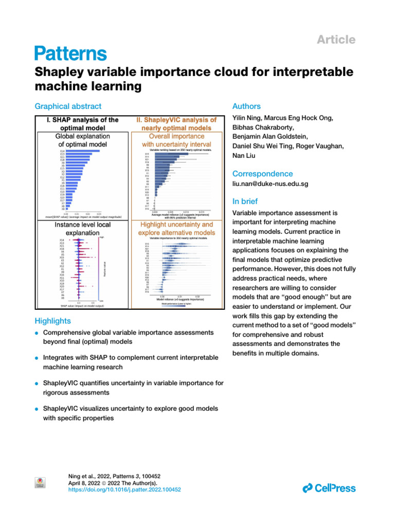 Shapley Variable Importance Cloud For Interpretabl | PDF | Machine Learning | Variance