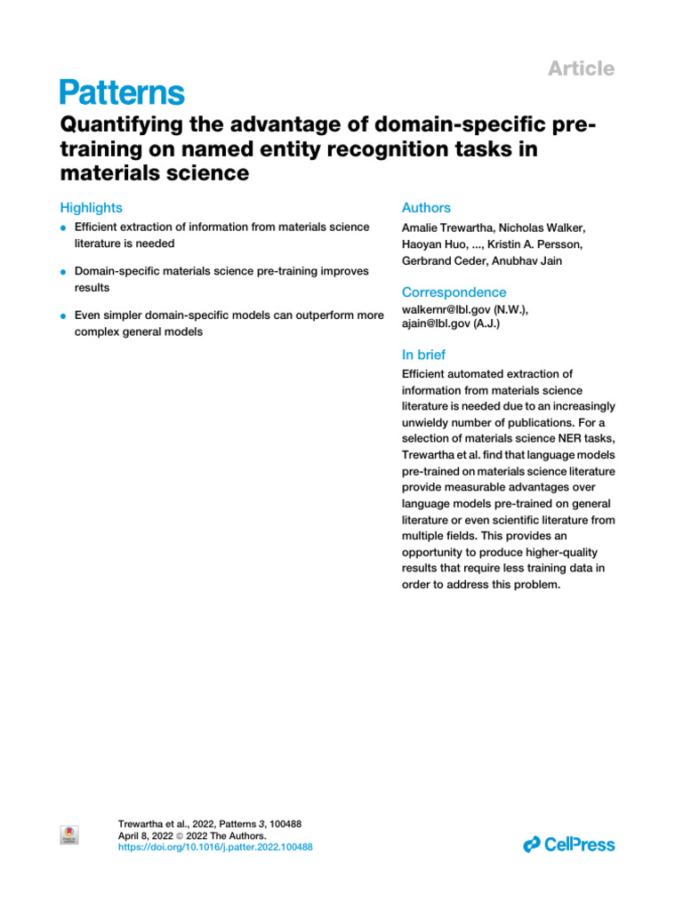 Quantifying The Advantage of Domain Specific Pre T | PDF | Doping ...