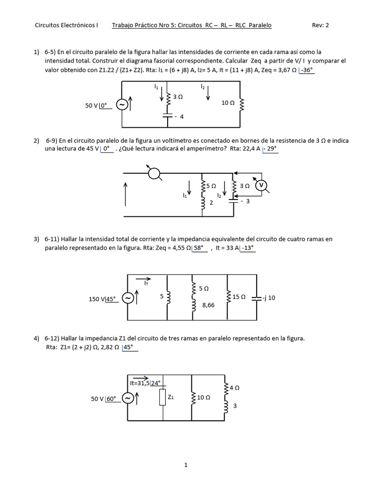 TP Circuitos RC RL RLC Paralelo | PDF | Impedancia eléctrica | Ingenieria Eléctrica