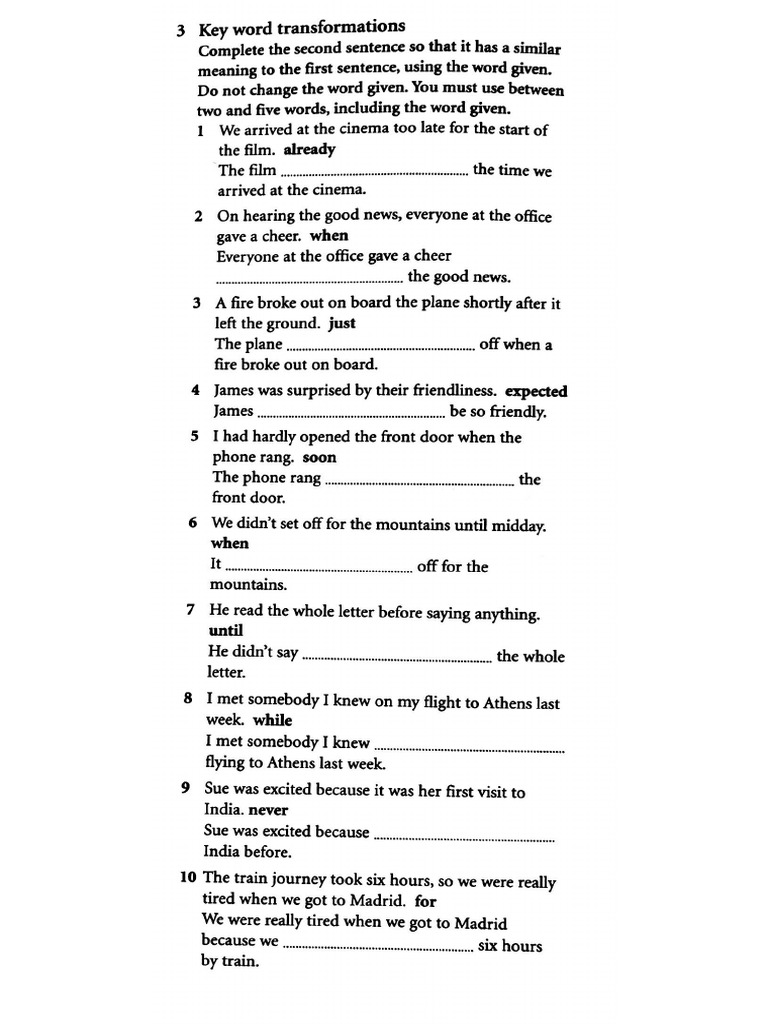 Past Tenses Transformations First Certificate Expert SRB Pearson | PDF