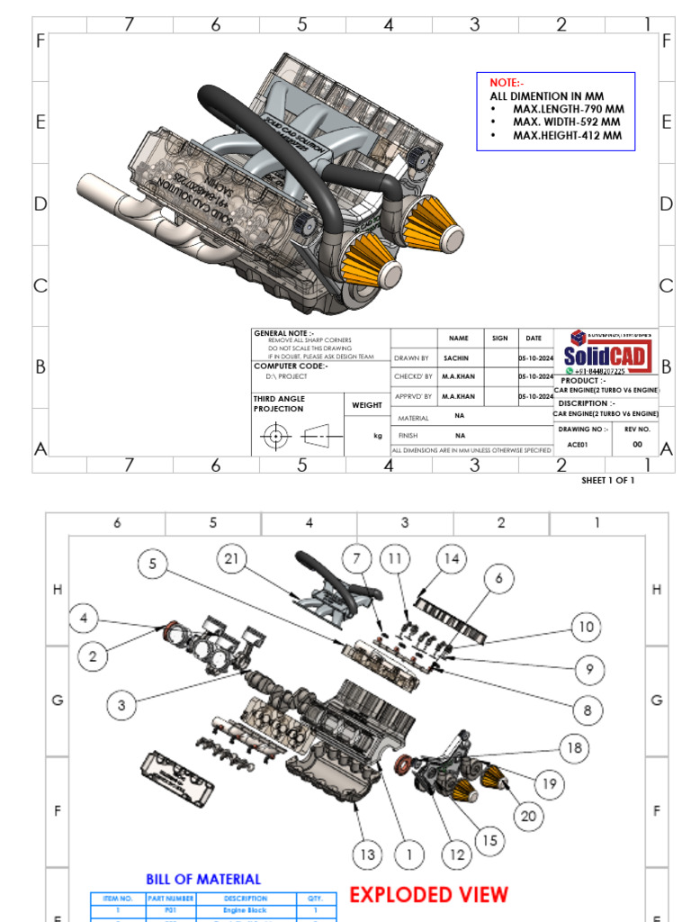 2-Turbo V6 Engine Drafting & 3D Modeling - Design Process | PDF ...