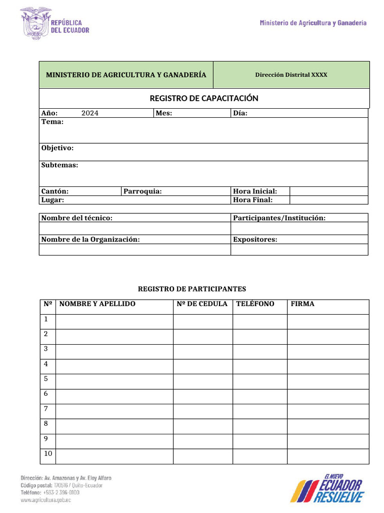 Formato Registro de Capacitaciones | PDF