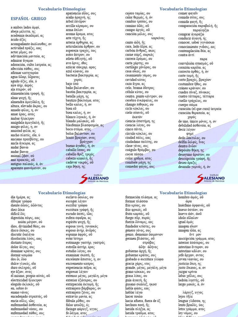 Vocabulario Griego v23 2 | PDF | Anatomía