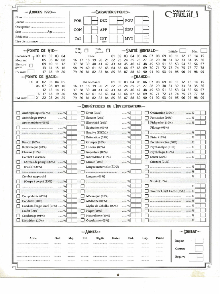 Fiche de Personnage | PDF