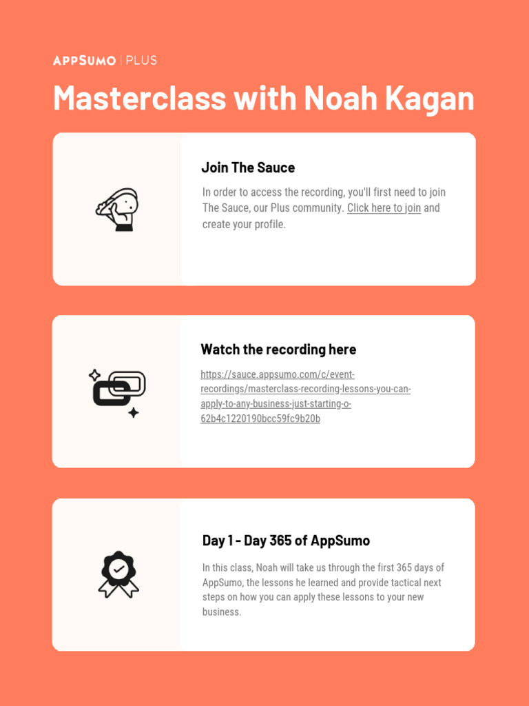 Masterclass Recording - Noah Kagan | PDF
