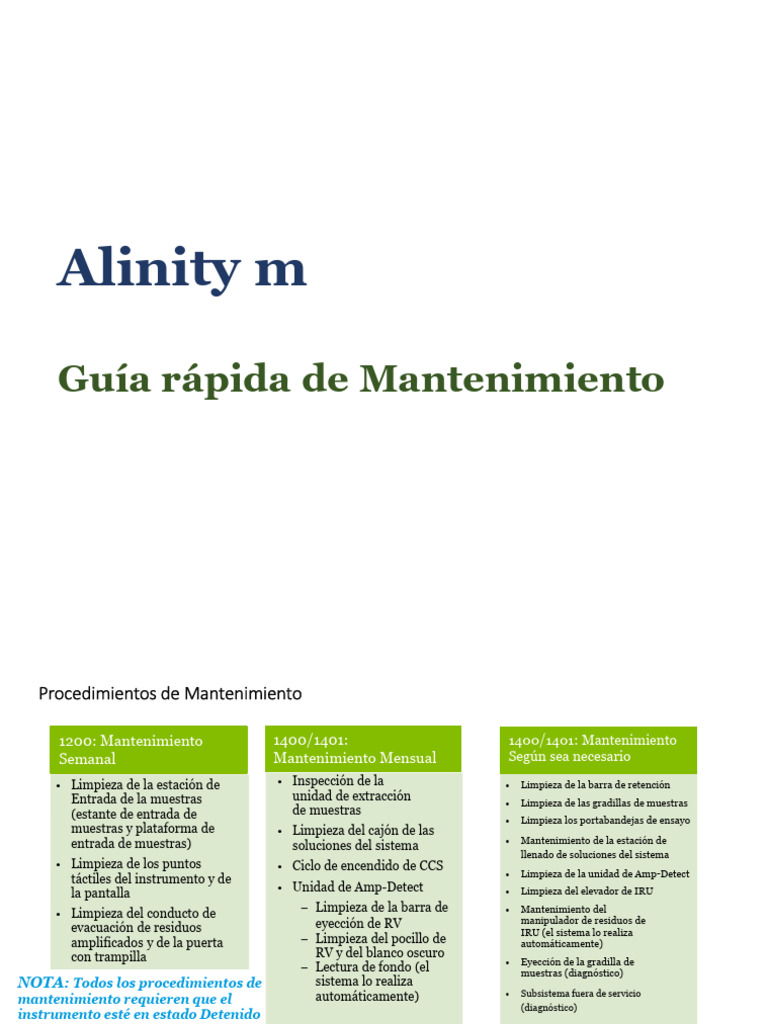 Alinity M Mantenimiento | PDF | Agua | Volumen