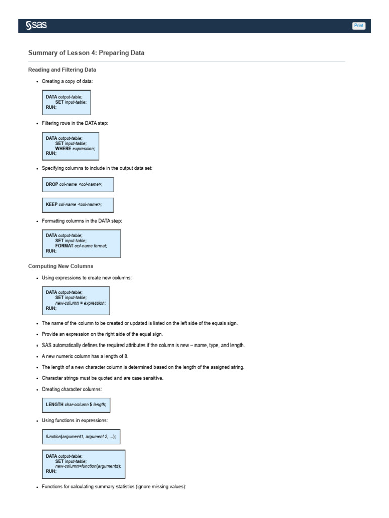 EPG1V2 - Summary of Lesson 4 - Preparing Data | PDF | Letter Case | Parameter (Computer Programming)