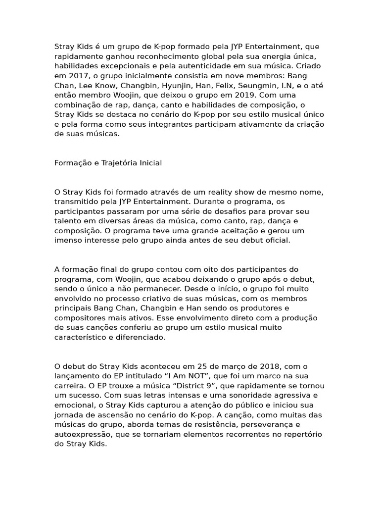 História e Debut do Stray Kids | PDF