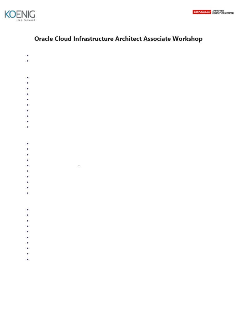 Oracle Cloud Infrastructure Architect Associate Workshop Oci Introduction Pdf