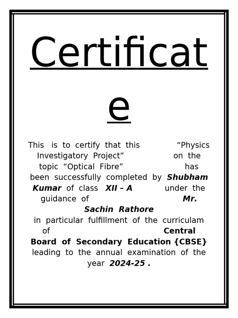 Certificate Physics | PDF