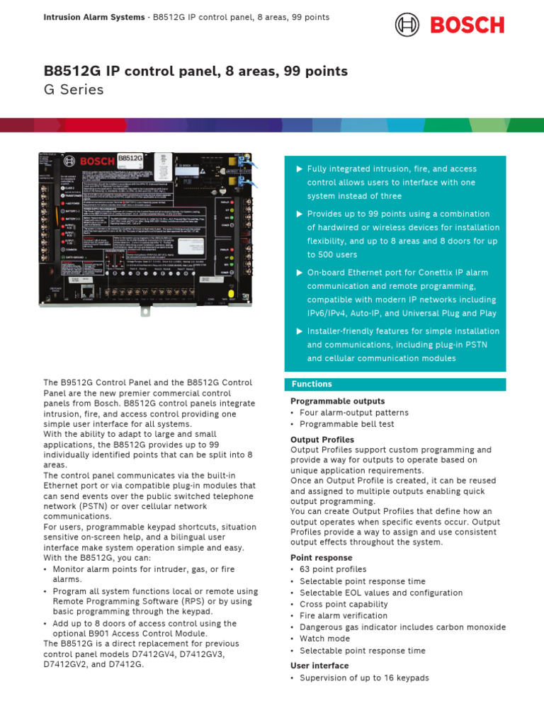 Bosch B8512G - Data - Sheet - enUS - 18826285323 | PDF | Security Alarm ...