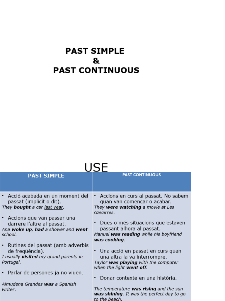 Past Simple and Past Continuous comparison (2) | PDF | Languages ...