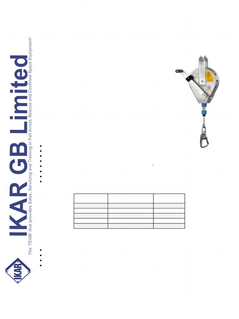 IKAR HRA12 retractable fall arrest block | PDF | Manufactured Goods