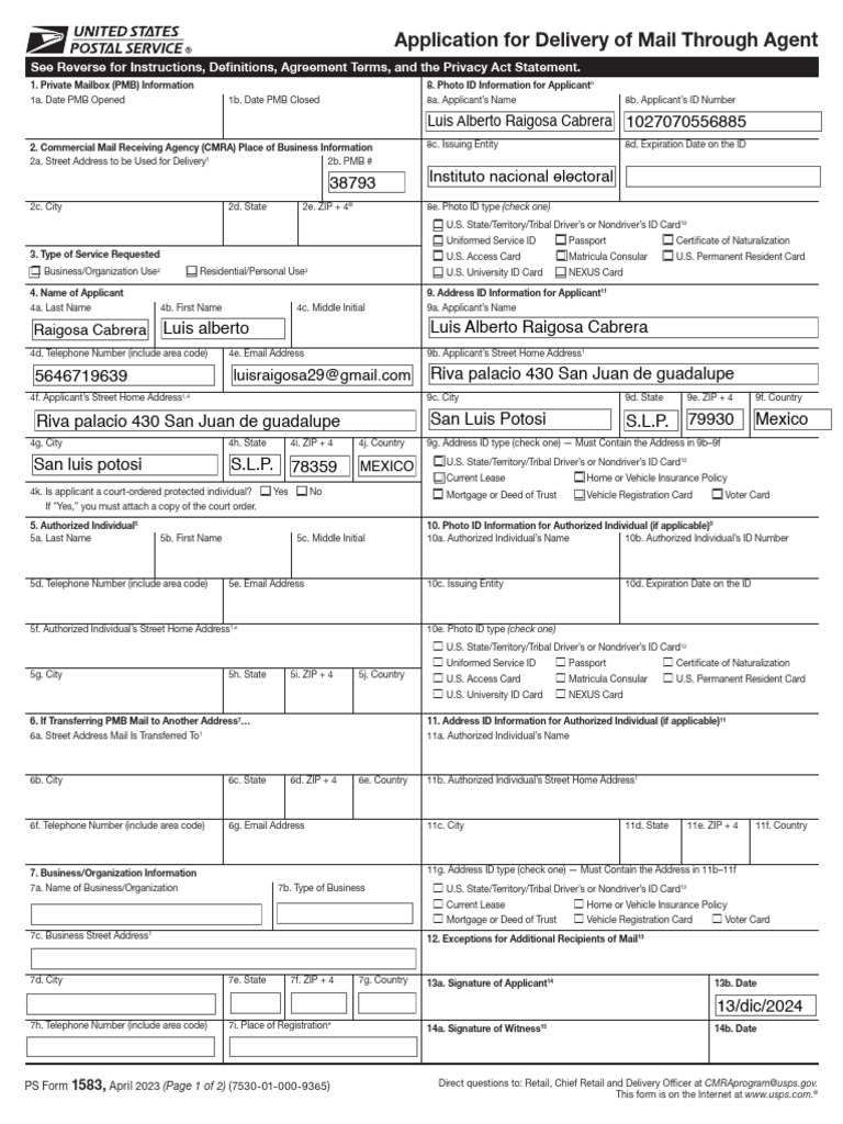 New 1583 | PDF | Mail | Identity Document