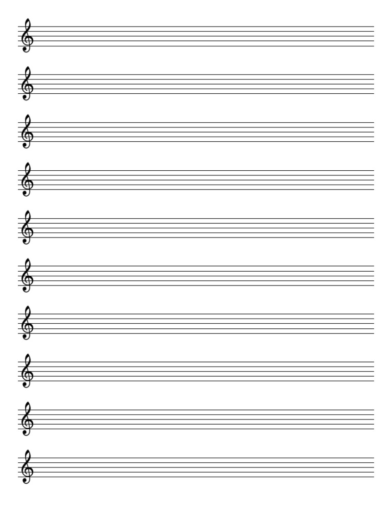 Partitura en Blanco Con Clave de Sol 10 Pentagramas | PDF