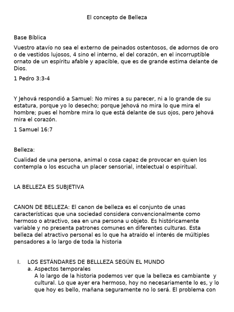 El concepto de Belleza | PDF | Belleza