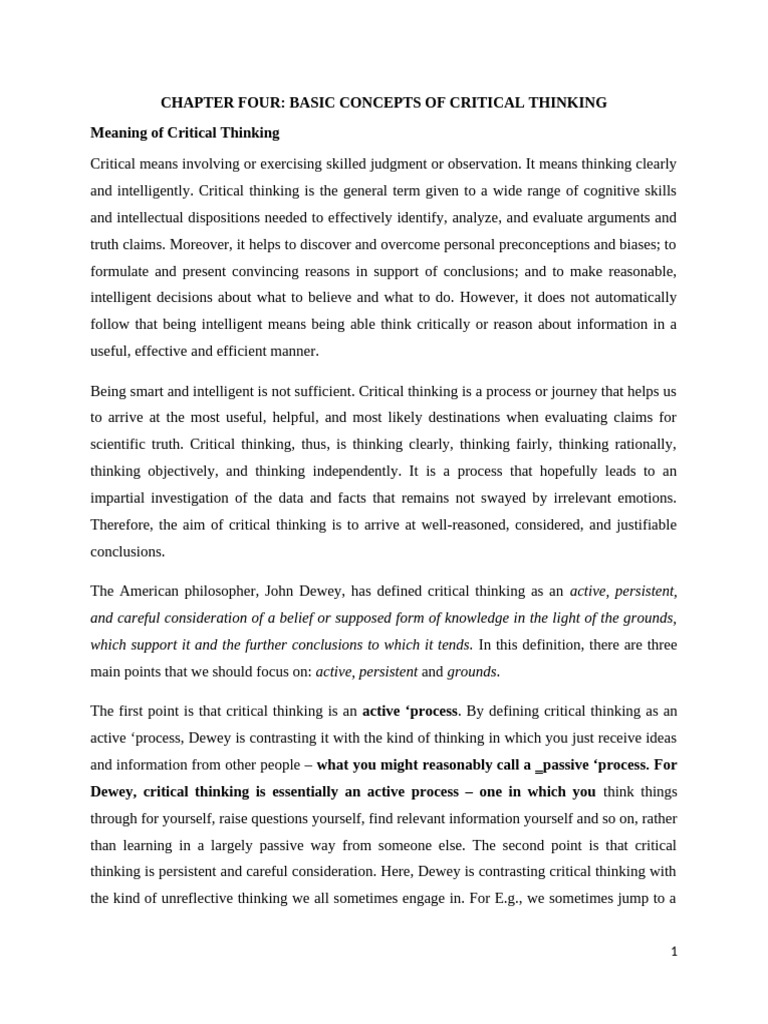 LoCT Ch-4 Handout CHF | PDF | Critical Thinking | Thought