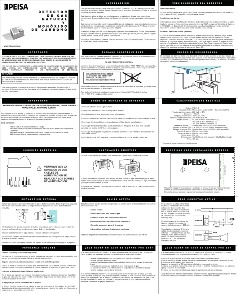Manual Detector de Gas | PDF | Dióxido de carbono | Gas natural