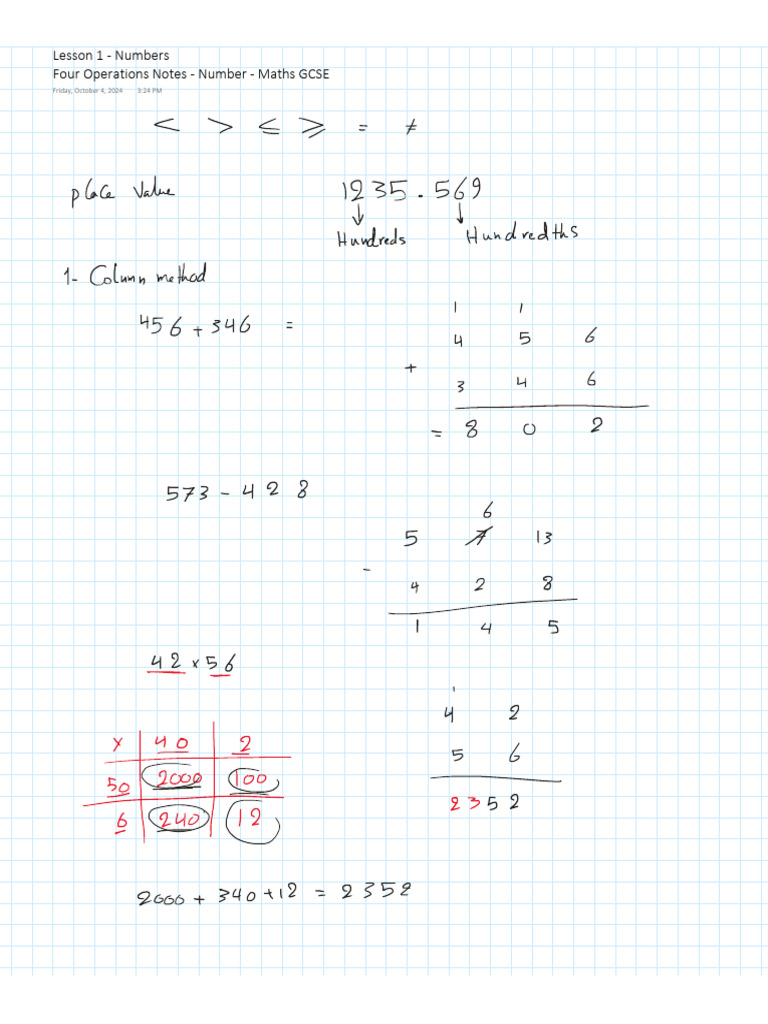 GCSE Maths: Numbers & Operations | PDF