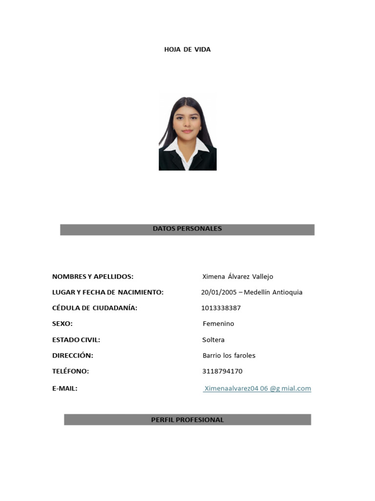 Hoja de Vida Ximena (3 | PDF