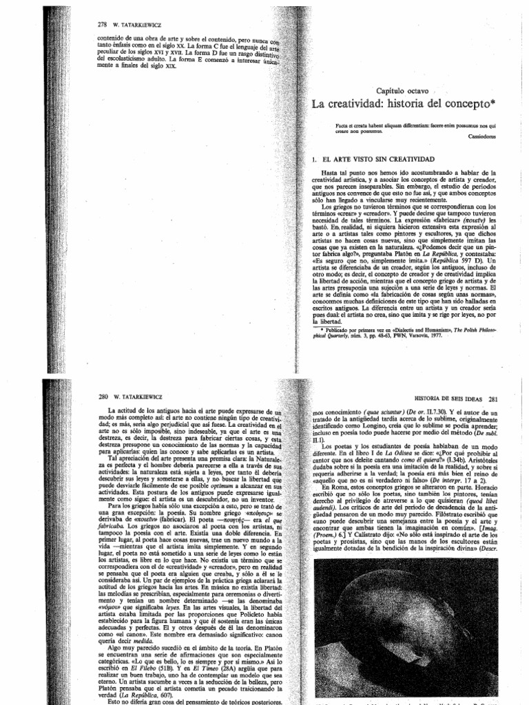 Tatarkiewicz - Cap 8 Creatividad | PDF