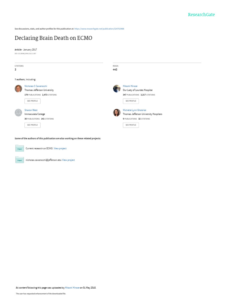 Declaring Brain Death On ECMO | PDF | Apnea | Blood Pressure
