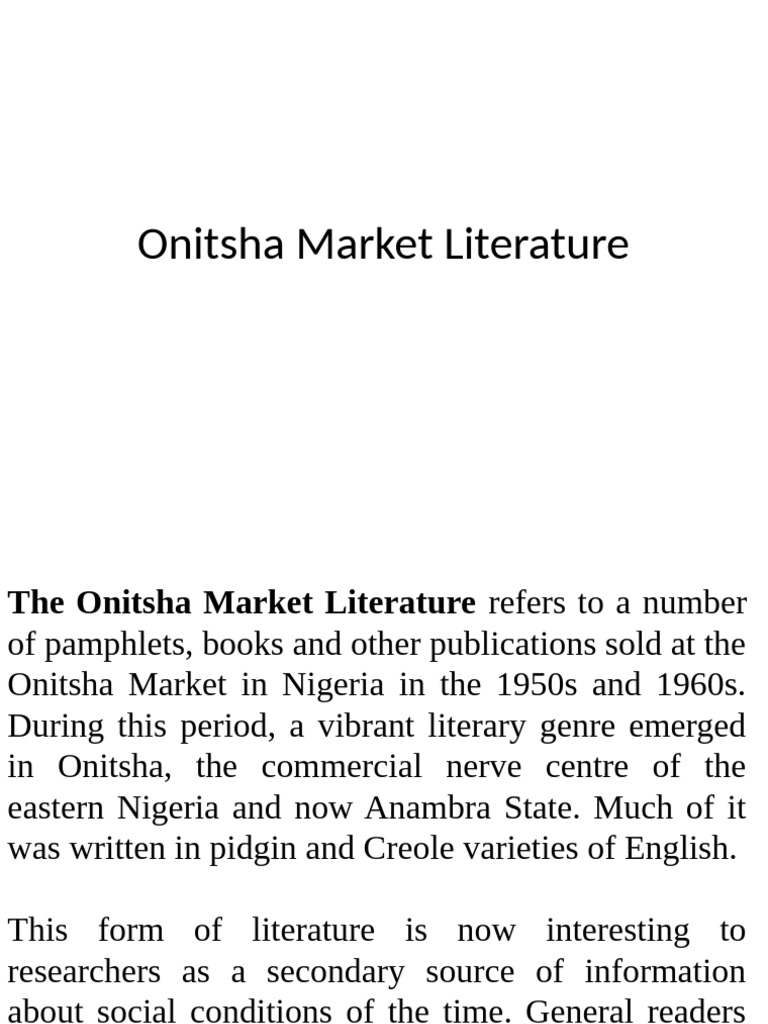 Onitsha Market Literature | PDF