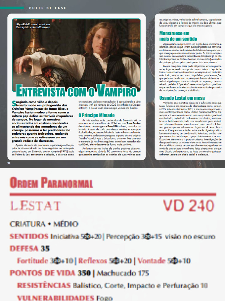 Ficha Vampiro Lestat | PDF