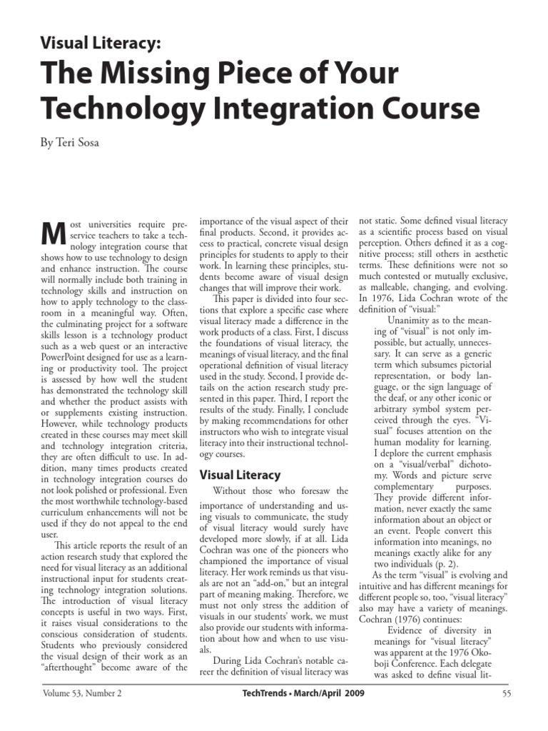 Visual Literacy The Missing Piece of Your Technology Integration 2009 ...