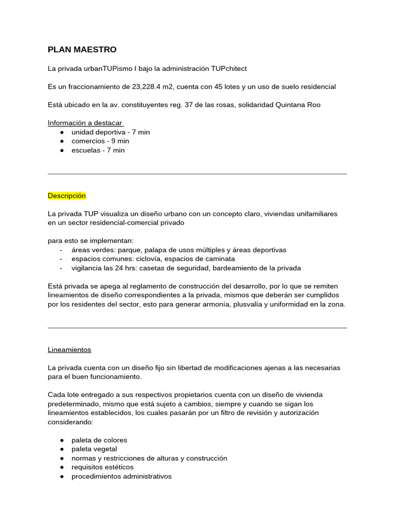 PLAN MAESTRO | PDF