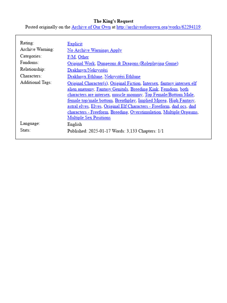 The King's Breeding Request | PDF