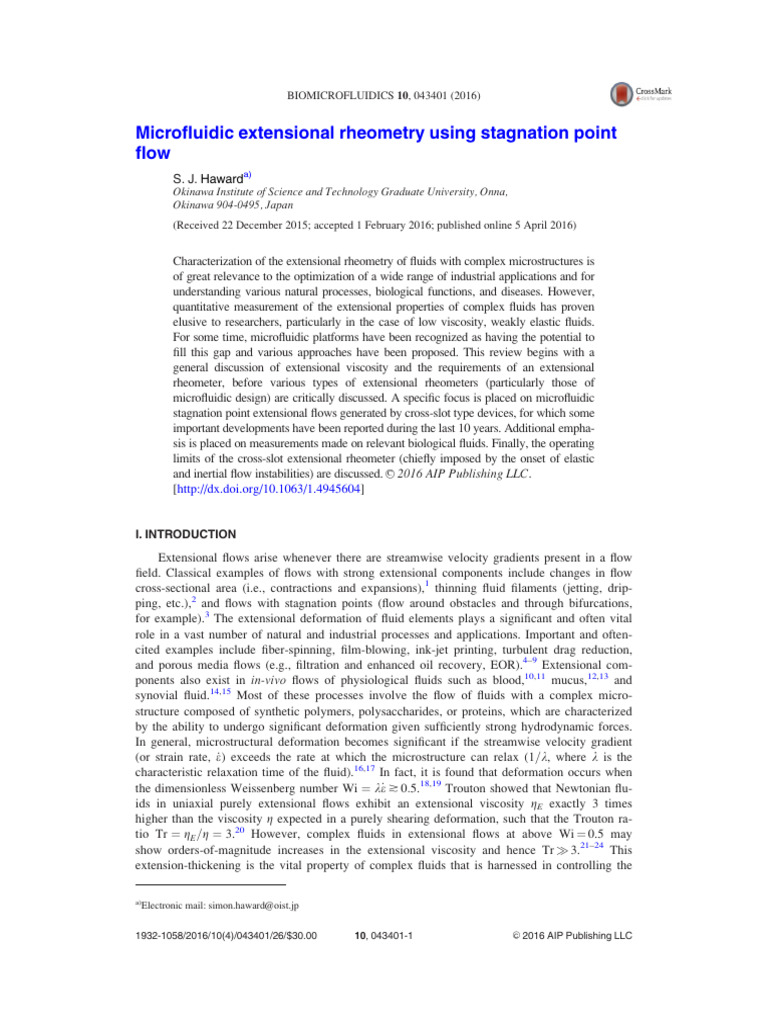Microfluidic Extensional Rheometry Insights | PDF | Viscosity | Liquids