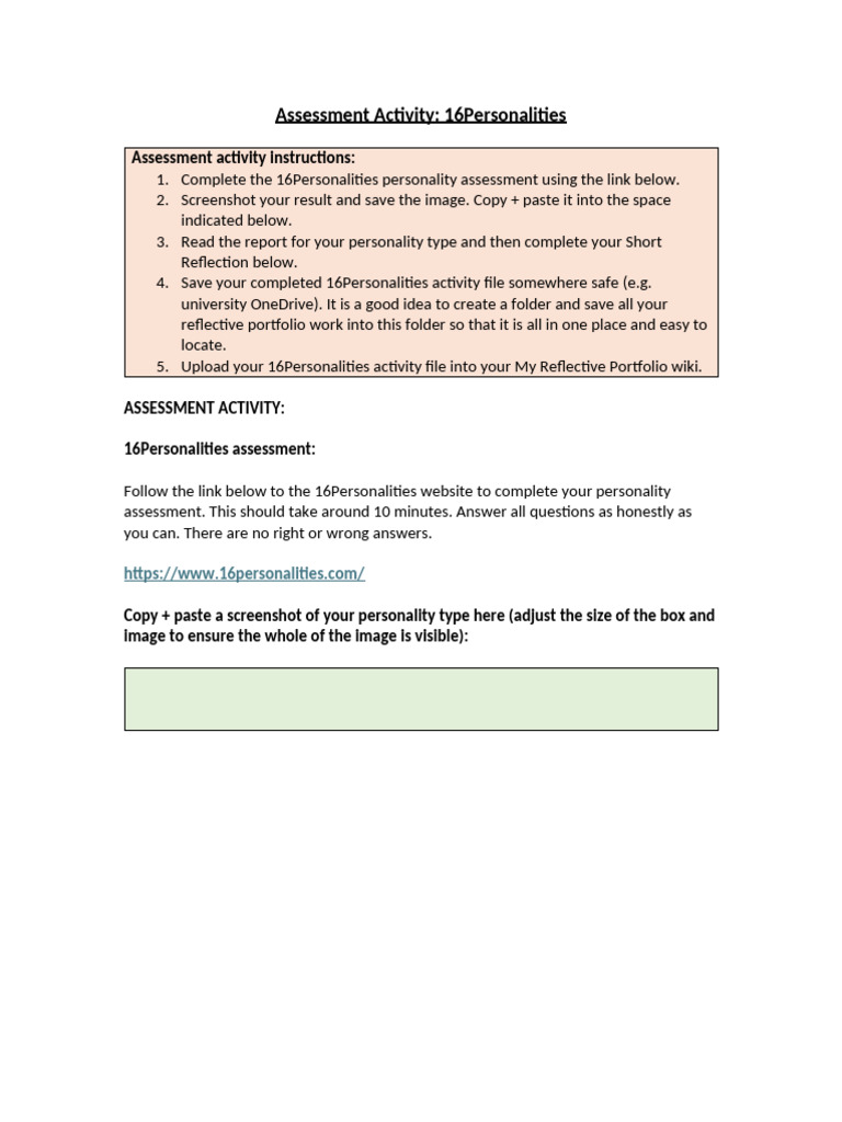 16Personalities Assessment Instructions | PDF
