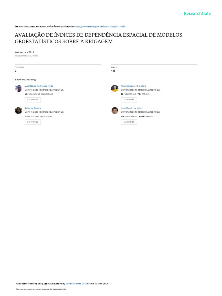 Avaliação de Índices de Dependência Espacial de Modelos Geoestatísticos ...