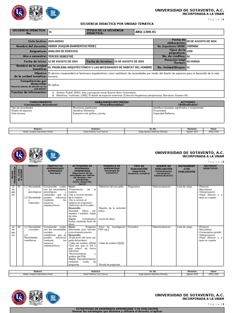 1300 Secuencia Didáctica Analisis 01 Pdf Evaluación Plan De