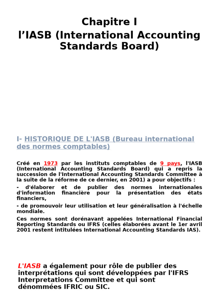 Historique et rôle de l'IASB | PDF | Normes internationales d ...