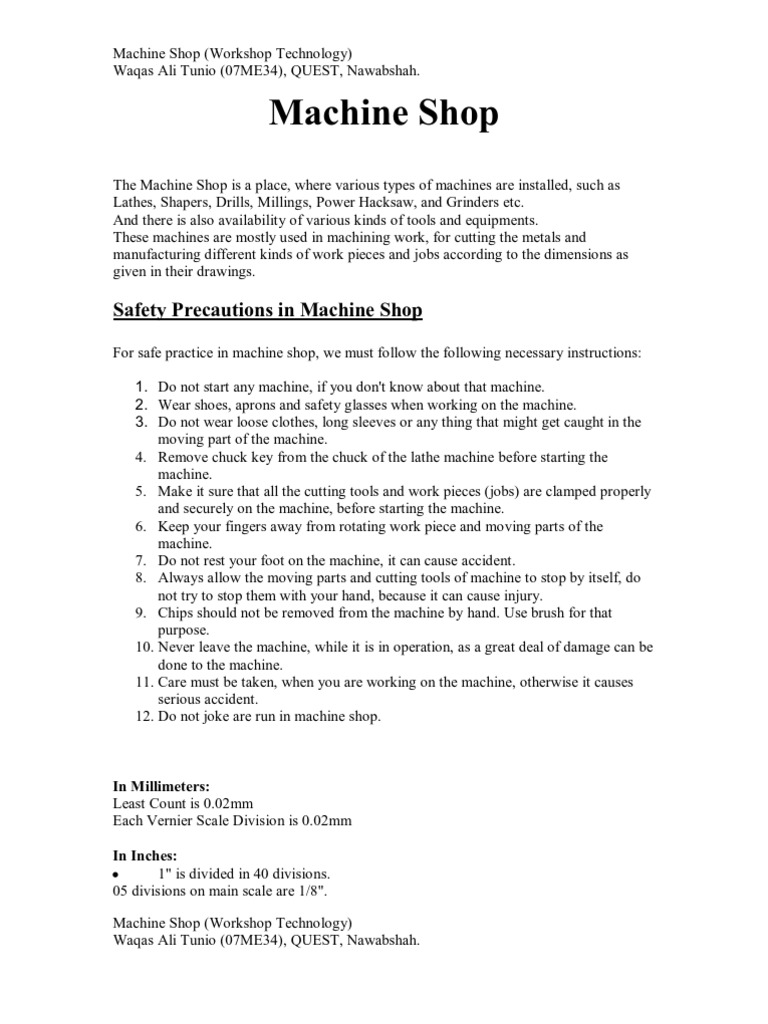 Machine Shop Workshop Technology | PDF | Machining | Drilling